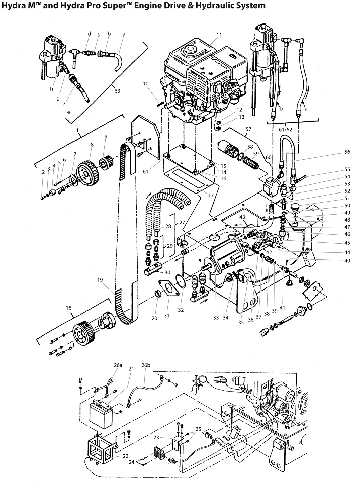 Titan Hydra M and Hydra Pro Super Engine Drive and Hydraulic System Parts